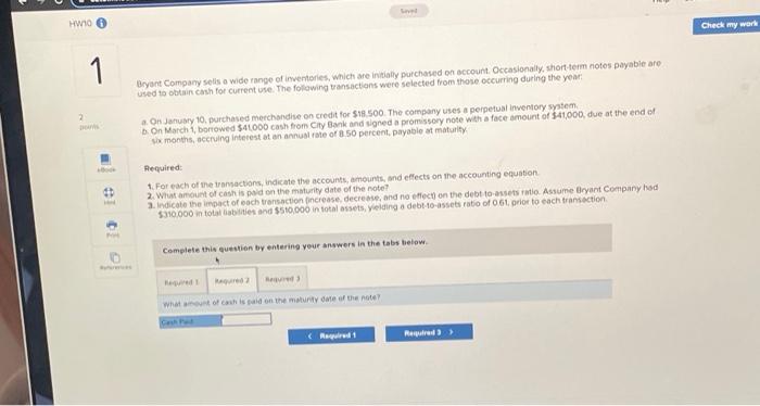 Solved HW10 1 2 points eBook Hint Print References Bryant | Chegg.com