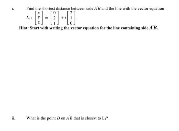 Find the shortest distance between side AˉB and the | Chegg.com