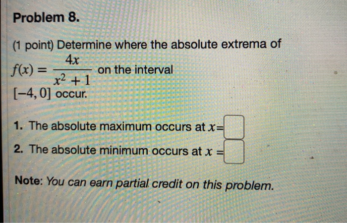 Solved Problem 10. (1 point) Let f(x) = -x4 - 6x3 + 3x + 8. | Chegg.com