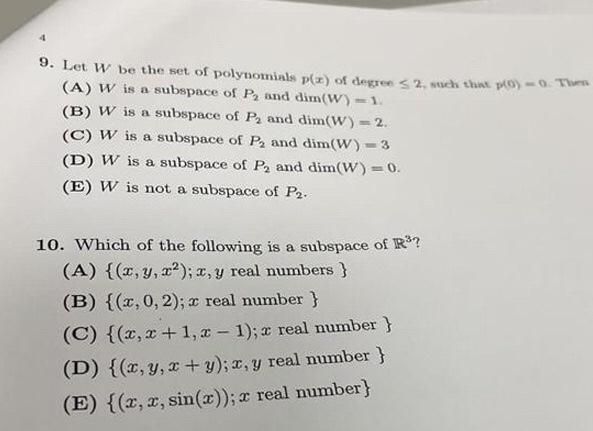 Solved 9. Let W be the set of polynomials p(x) of degren ≤2, | Chegg.com Solved 9. Let W be the set of polynomials p(x) of degren ≤2, | Chegg.com
