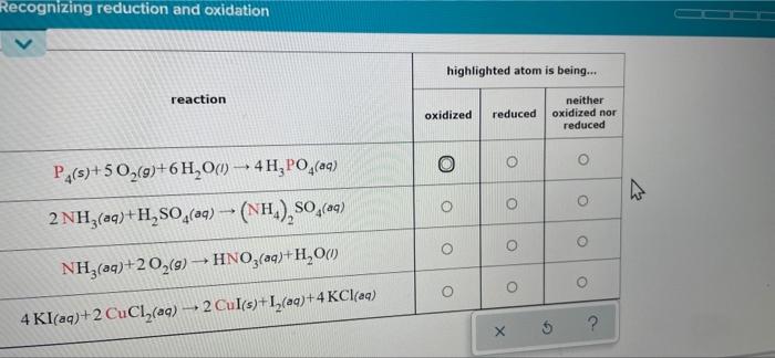 Solved Recognizing reduction and oxidation highlighted atom | Chegg.com
