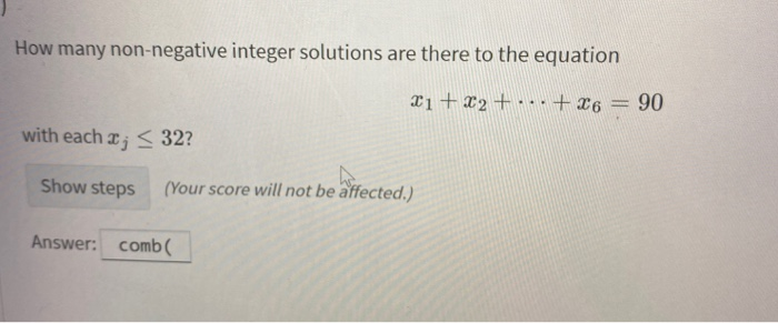 Solved How many non-negative integer solutions are there to | Chegg.com