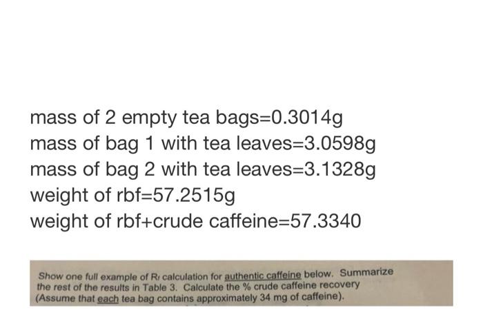 Solved Show one full example of Rr calculation for authentic | Chegg.com