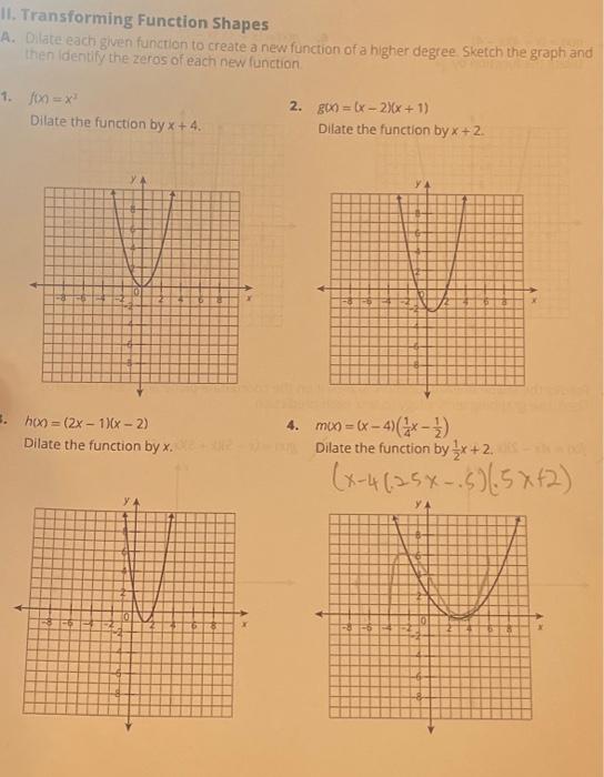 Solved II. Transforming Function Shapes A. Qitatereachigivin | Chegg.com