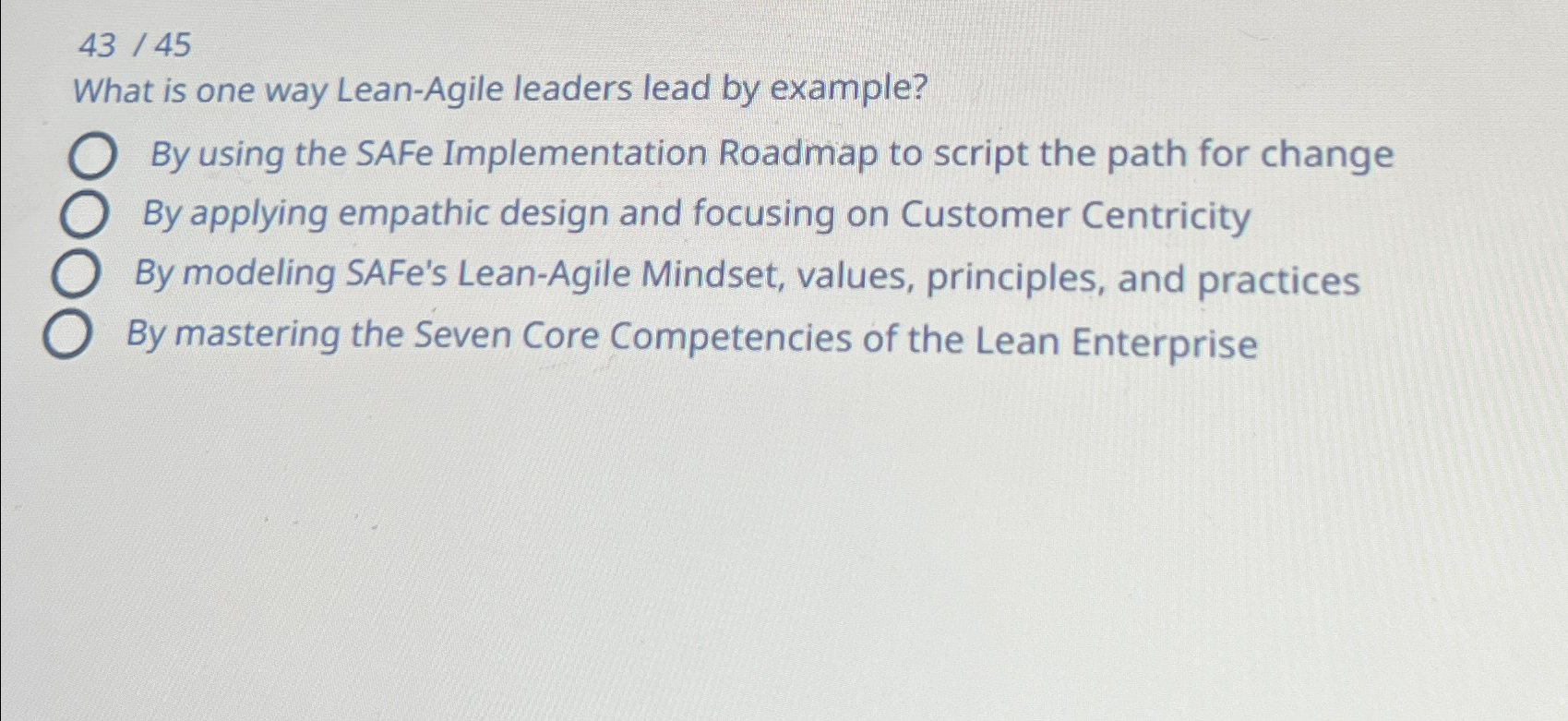Solved 4345What is one way Lean-Agile leaders lead by | Chegg.com