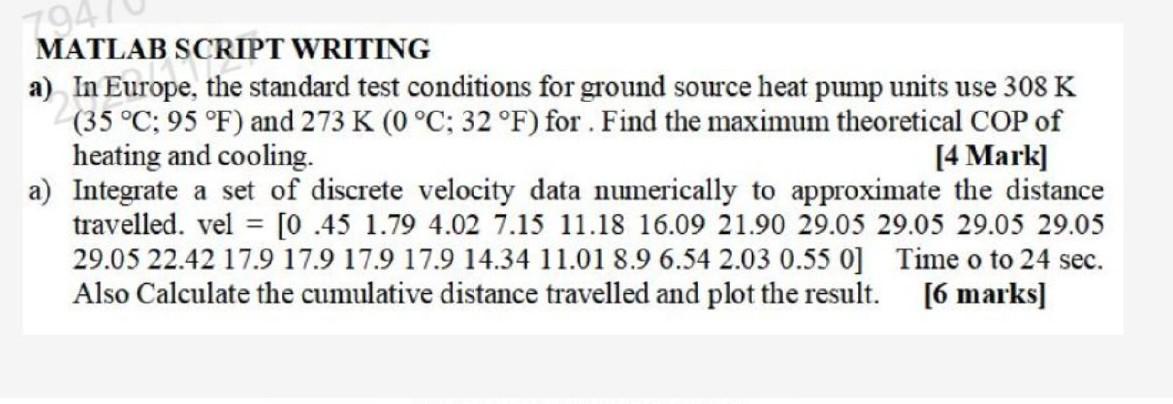 Solved MATLAB SCRIPT WRITING a) In Europe, the standard test | Chegg.com