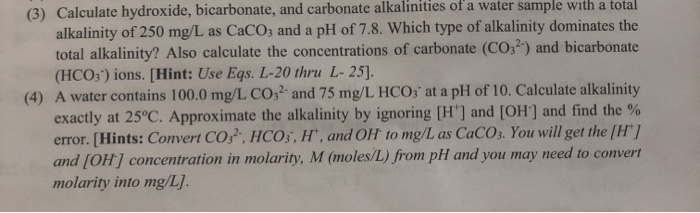 (3) Calculate hydroxide, bicarbonate, and carbonate | Chegg.com