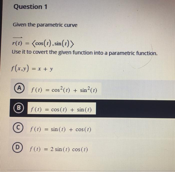 Solved Given the parametric curve r(t)= cos(t),sin(t) Use | Chegg.com