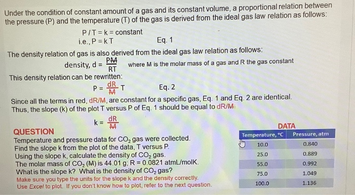 Solved Under the condition of constant amount of a gas and | Chegg.com