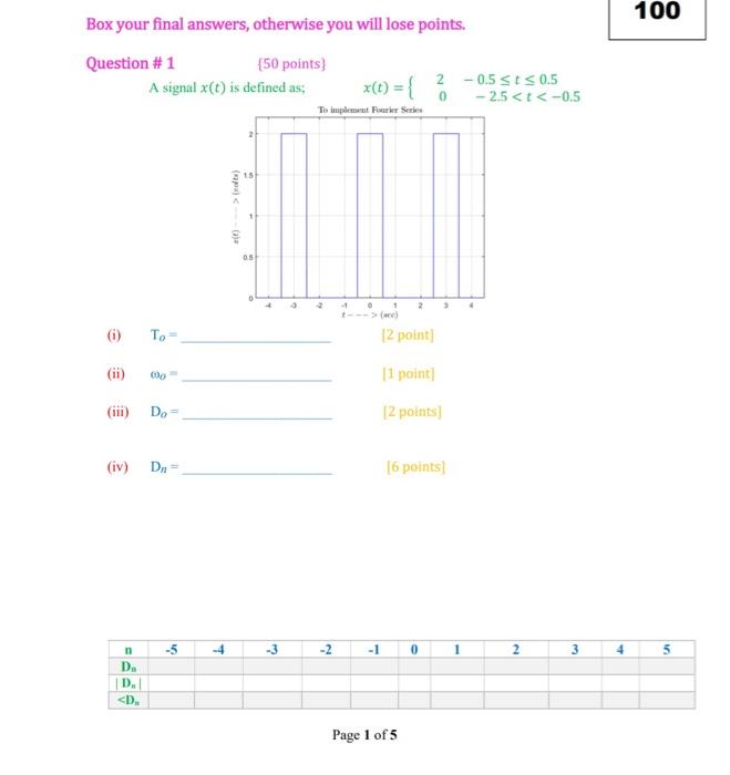 Solved Box your final answers, otherwise you will lose | Chegg.com