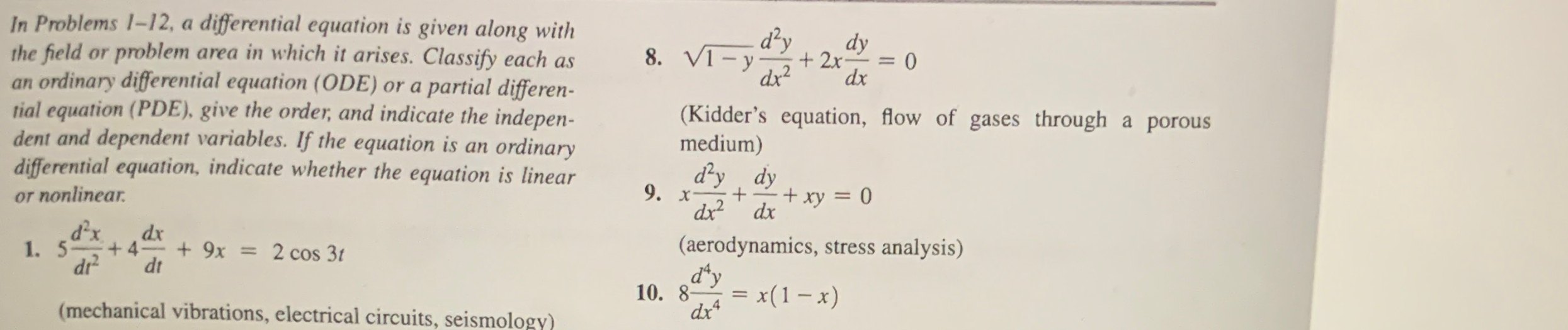 Solved In Problems 1-12, ﻿a differential equation is given | Chegg.com