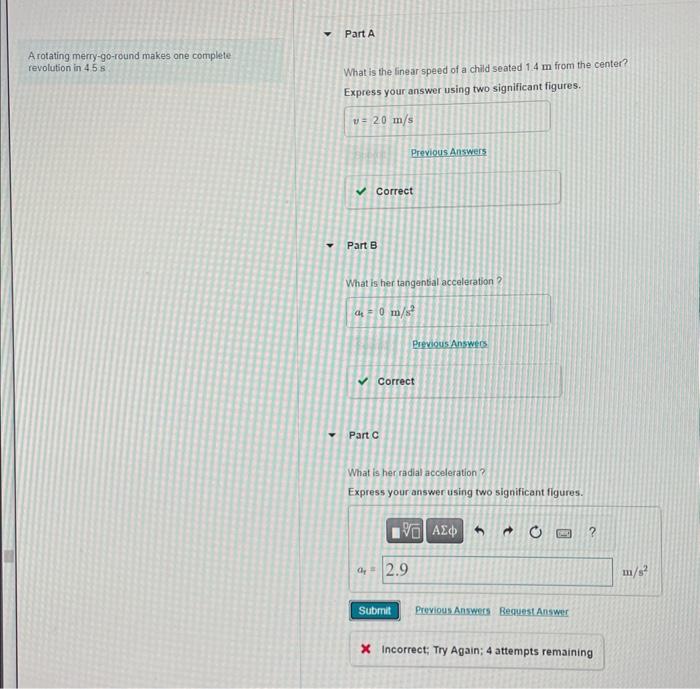 Solved A rotating merry-go-round makes one complete | Chegg.com