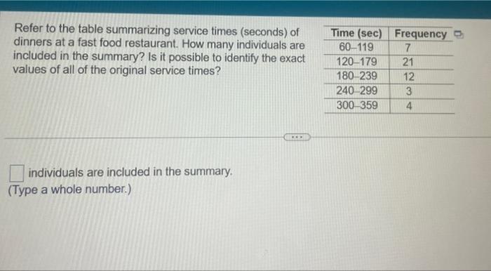 Solved Refer to the table summarizing service times | Chegg.com