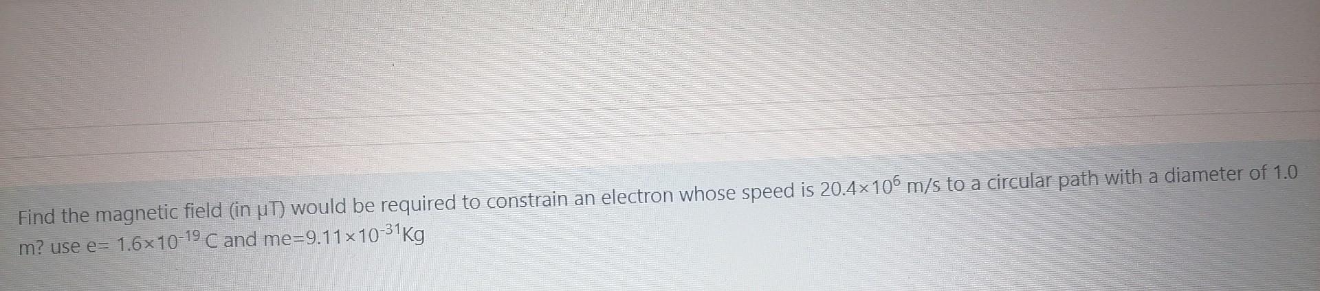 Solved Find the magnetic field (in uT) would be required to | Chegg.com