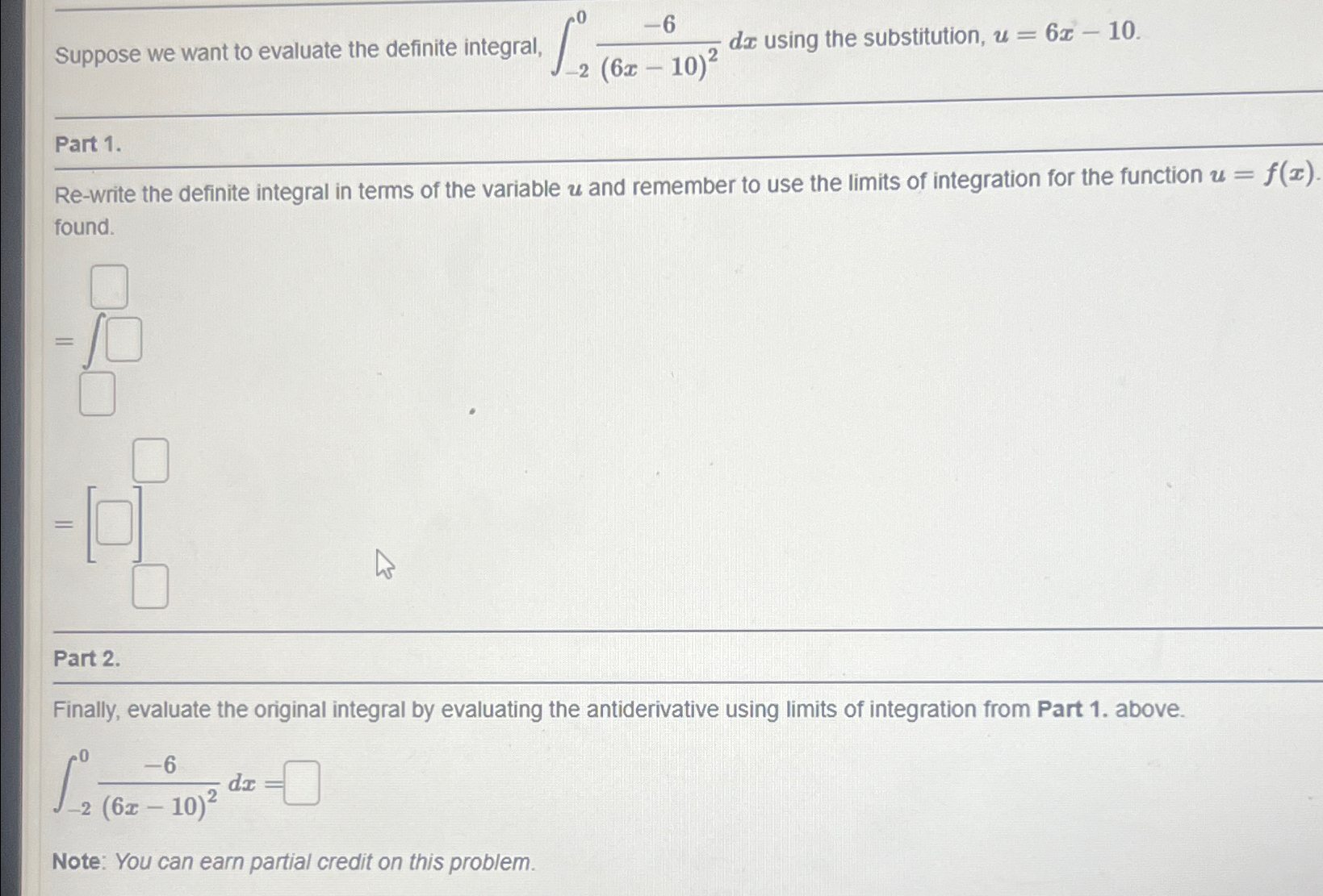 Solved Suppose we want to evaluate the definite integral, | Chegg.com
