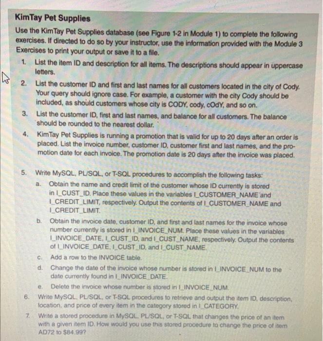 Solved KimTay Pet Supplies Use the KimTay Pet Supplies | Chegg.com