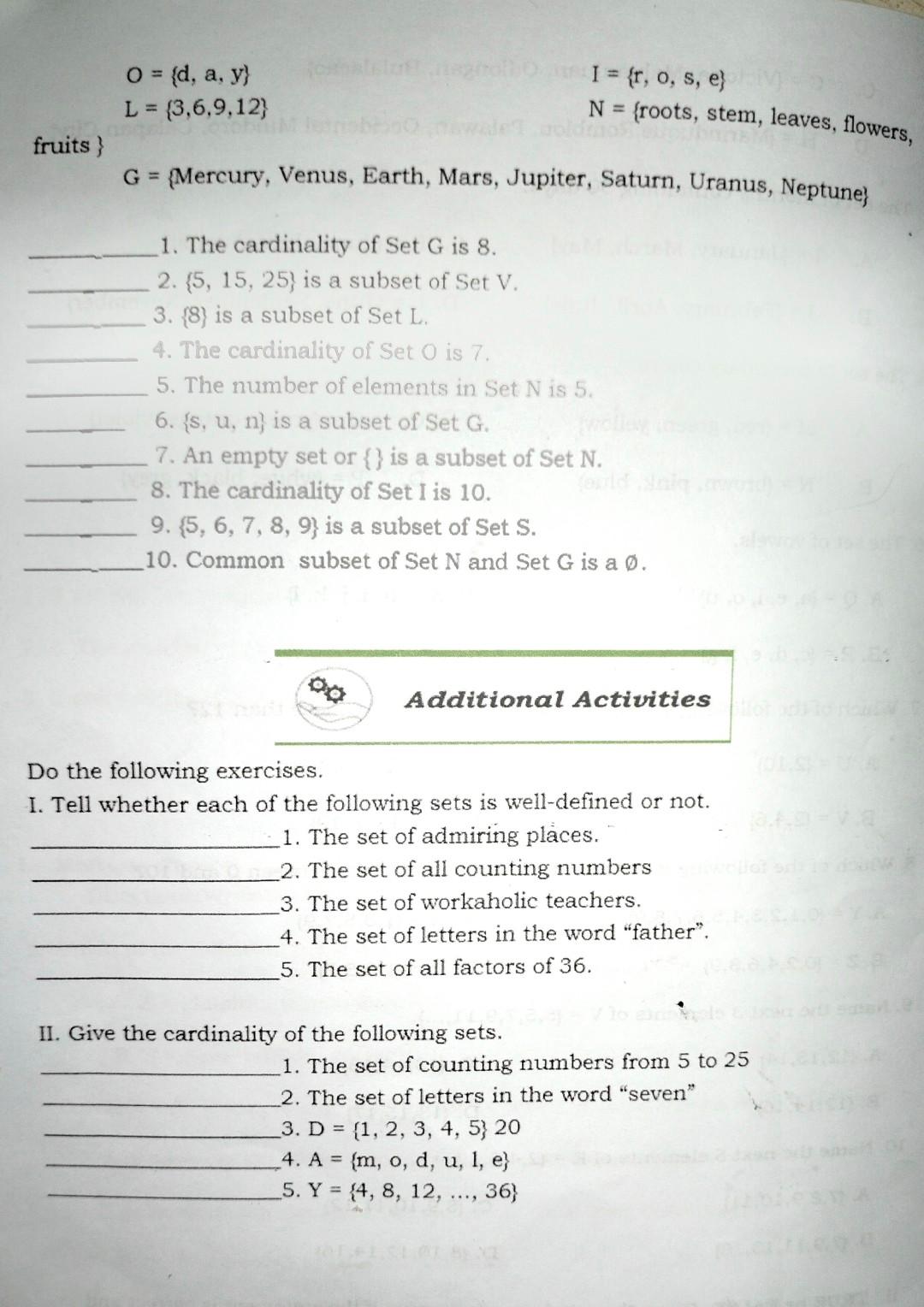 Solved Find the cardinality of the following sets. B 1. Set | Chegg.com