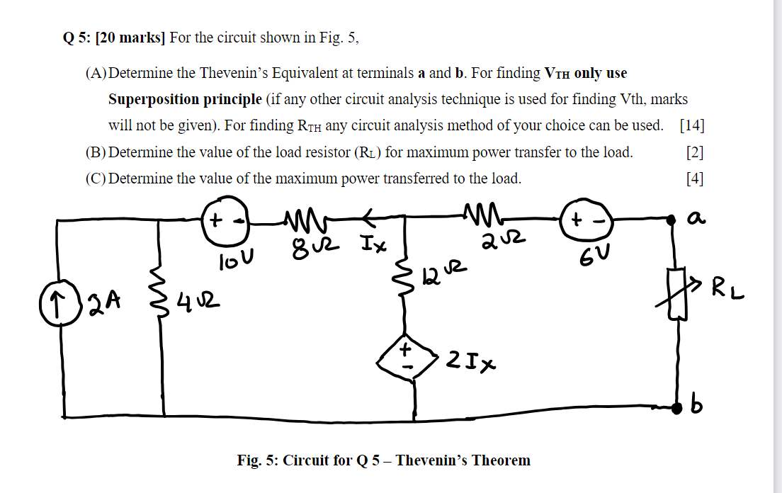Solved Q 5: [20 ﻿marks] ﻿For the circuit shown in Fig. | Chegg.com
