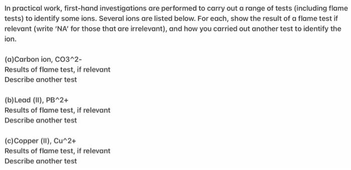 Solved In practical work, first-hand investigations are | Chegg.com