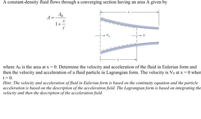 Solved A constant-density fluid flows through a converging | Chegg.com