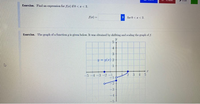 Solved JEM Exercise. Find an expression for f(x) if 0