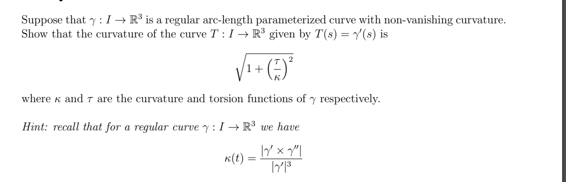 Solved Suppose that γ:I→R3 ﻿is a regular arc-length | Chegg.com