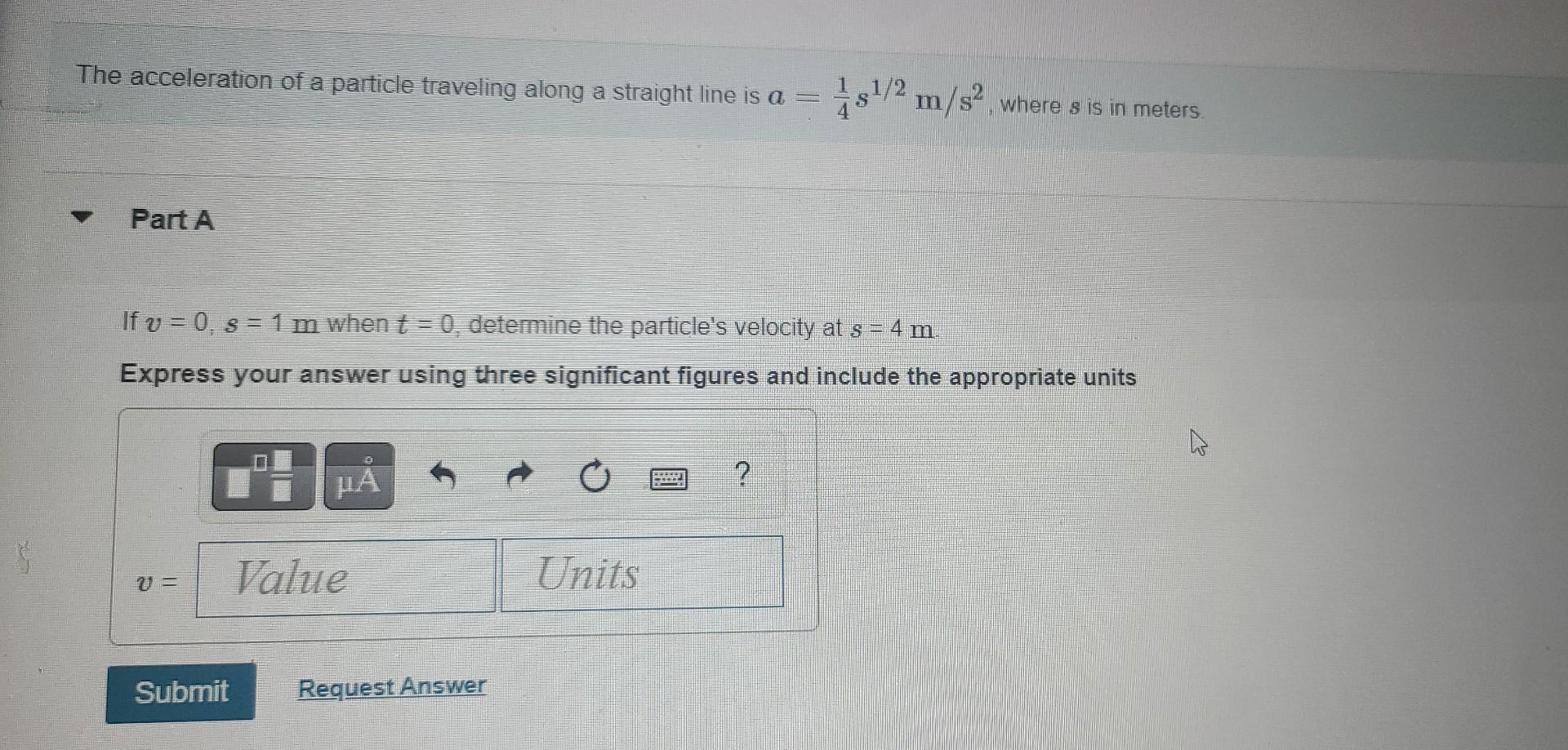 Solved G The acceleration of a particle traveling along a | Chegg.com