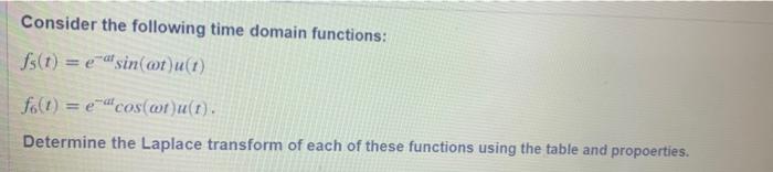 Solved Consider the following time domain functions: f(1) = | Chegg.com