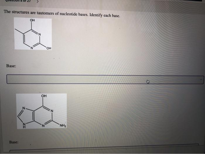Solved The structures are tautomers of nucleotide bases. | Chegg.com