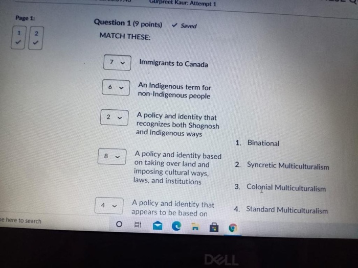 urpreet Kaur: Attempt 1 Page 1: Question 1 (9 points) | Chegg.com
