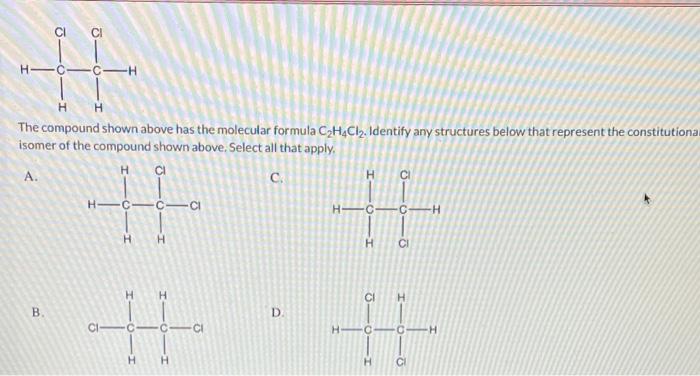 Solved CI HCC-H Η Η The compound shown above has the | Chegg.com