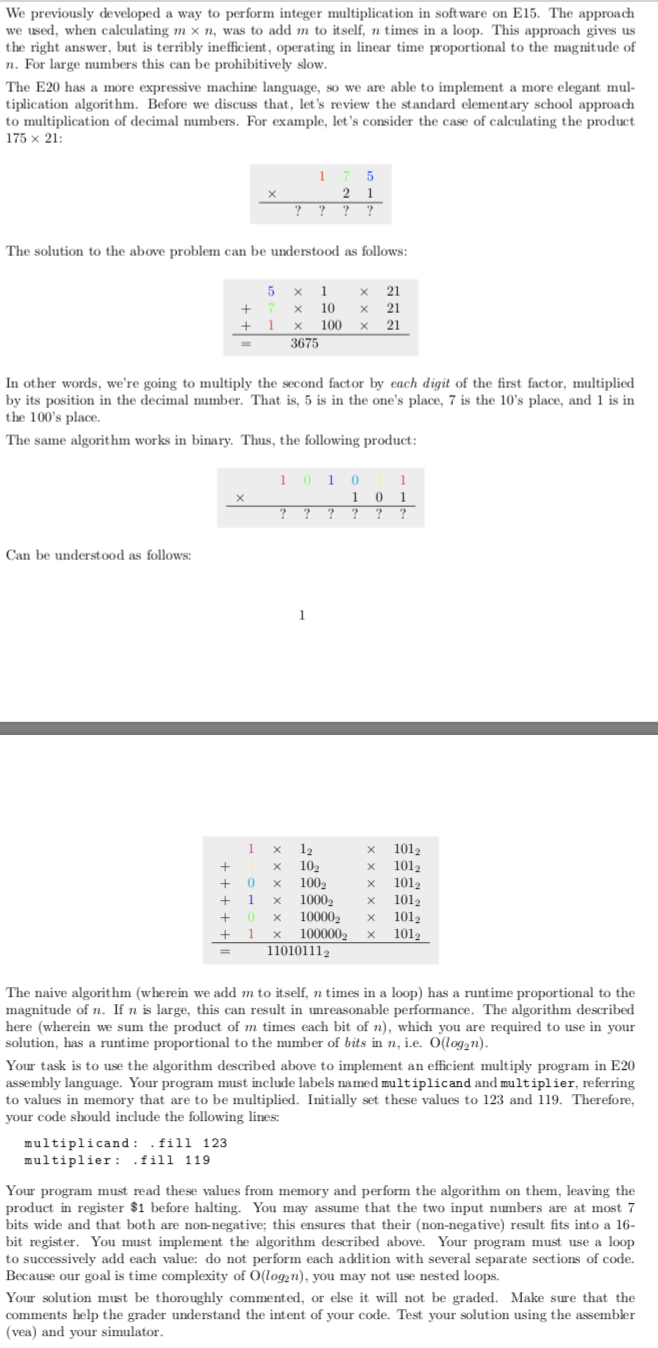 Solved We previously developed a way to perform integer | Chegg.com