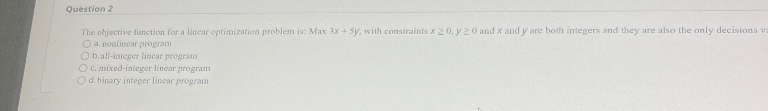 Solved Question 2e objective function for a linear | Chegg.com