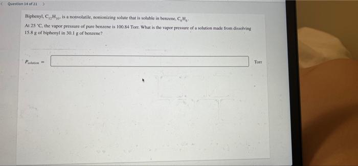 Solved Biphenyl, CH is a nonvolatile, | Chegg.com