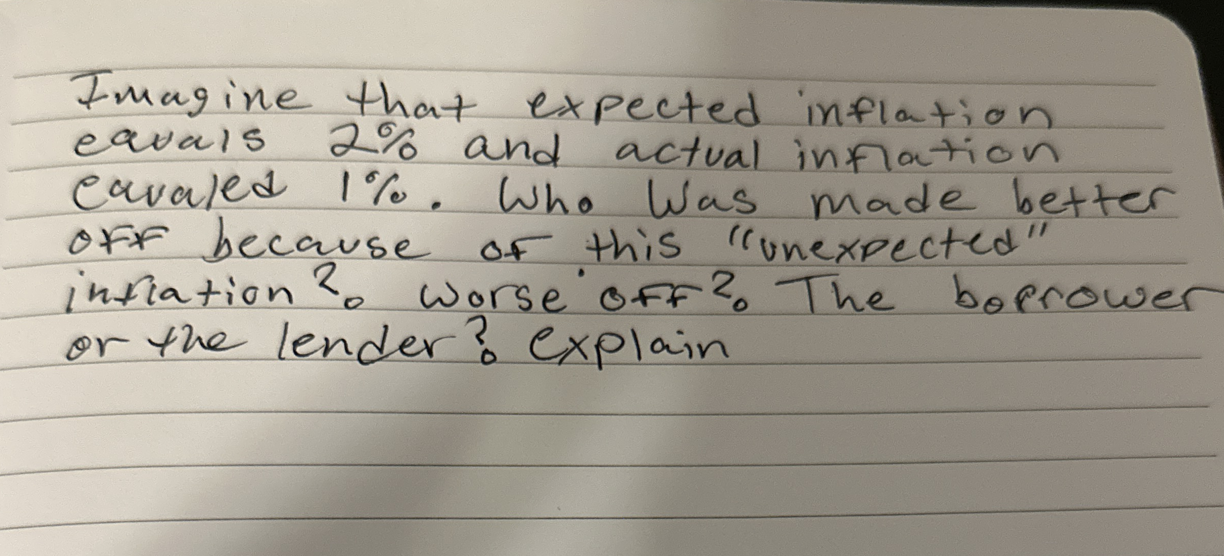Solved Fmagine that expected inflation equals 2% ﻿and actual | Chegg.com