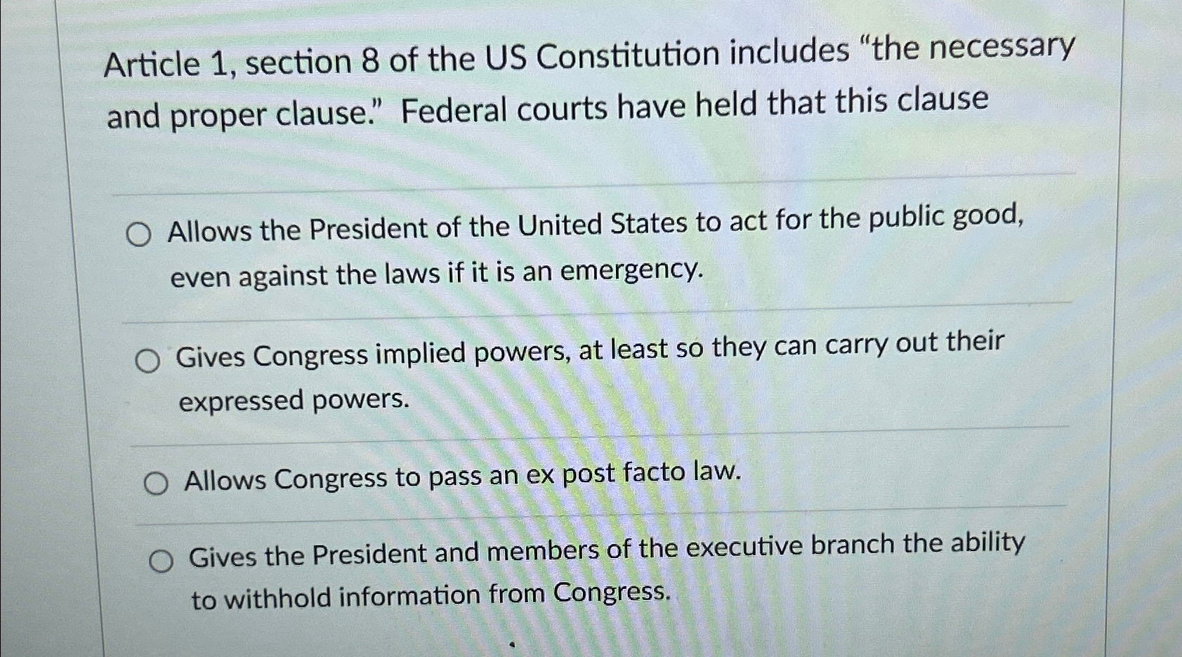 Solved Article 1, ﻿section 8 ﻿of the US Constitution | Chegg.com