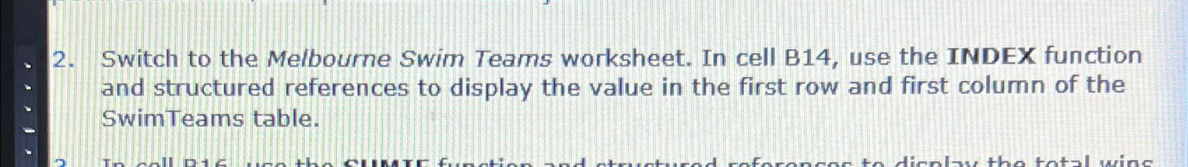 Solved Switch to the Melboume Swim Teams worksheet. In cell | Chegg.com