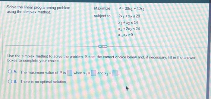 Solved Solve the linear programming problem using the | Chegg.com