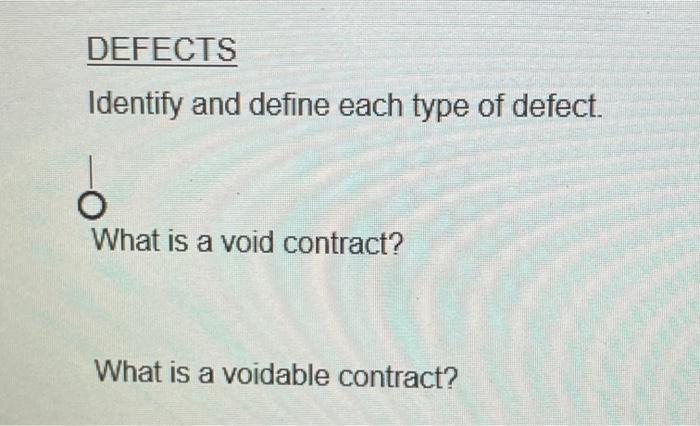Solved DEFECTS Identify and define each type of defect. O | Chegg.com