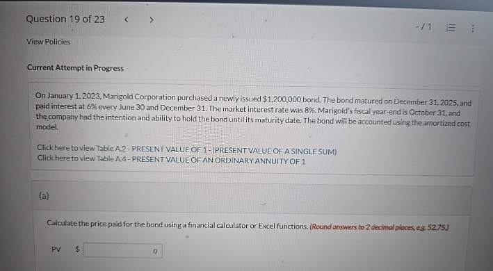 Solved Question 19 of 23-1View PoliciesCurrent Attempt in | Chegg.com Solved Question 19 of 23-1View PoliciesCurrent Attempt in | Chegg.com