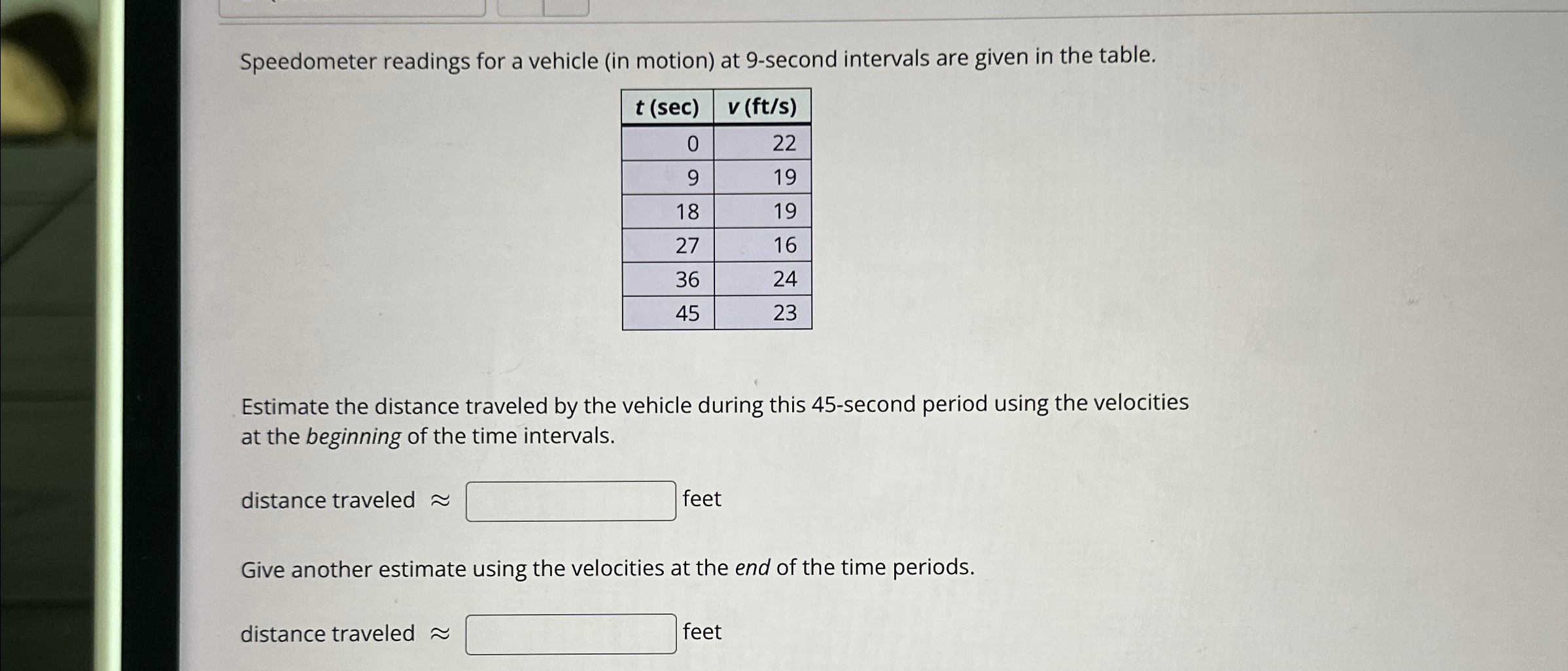 Solved Speedometer readings for a vehicle (in motion) ﻿at | Chegg.com