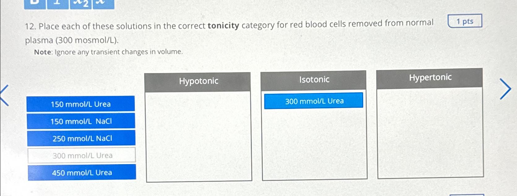 Solved Place each of these solutions in the correct tonicity | Chegg.com
