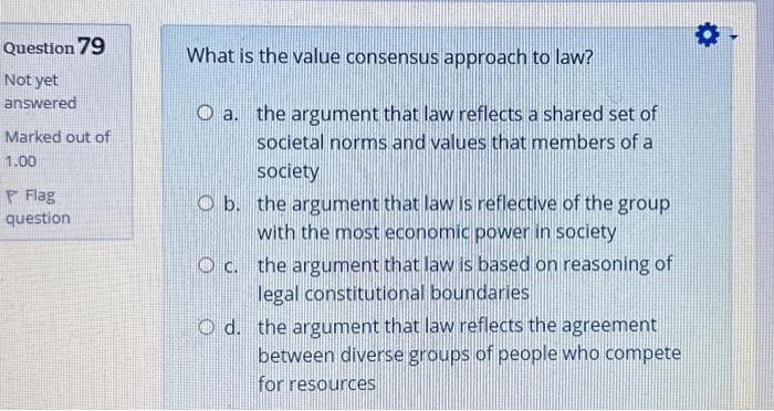 Question 79 What is the value consensus approach to | Chegg.com
