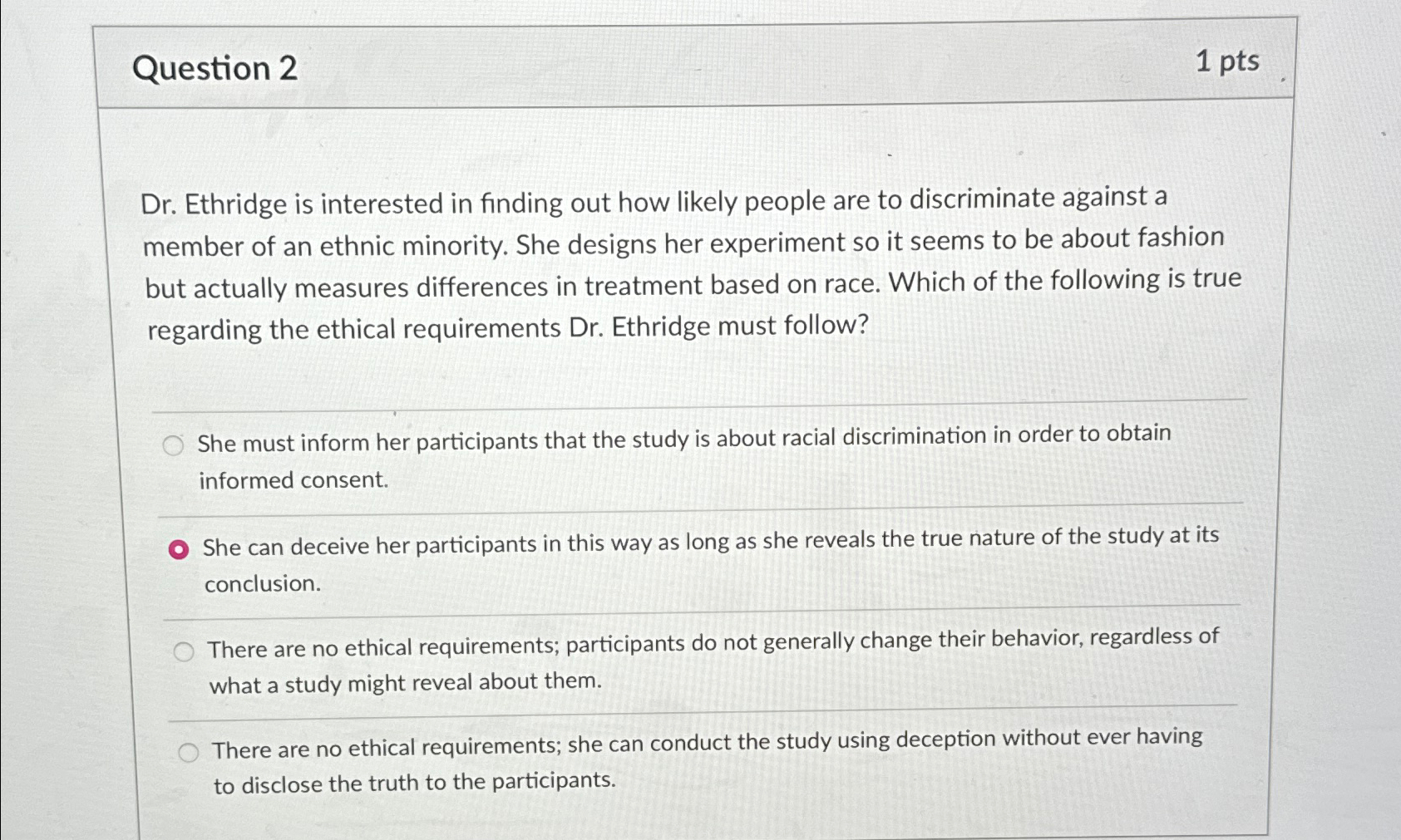 Solved Question 21ptsDr. ﻿Ethridge is interested in finding | Chegg.com