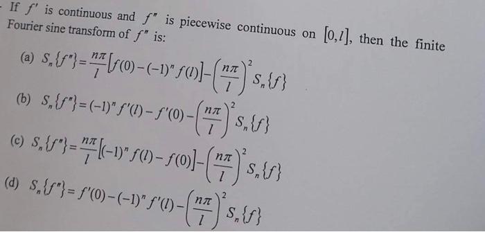 Solved If f' is continuous and f" is piecewise continuous on | Chegg.com