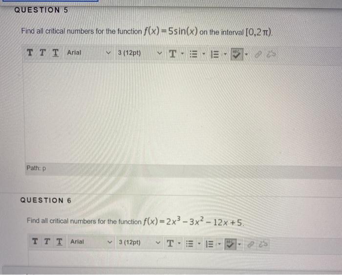 Solved QUESTION 5 Find all critical numbers for the function | Chegg.com