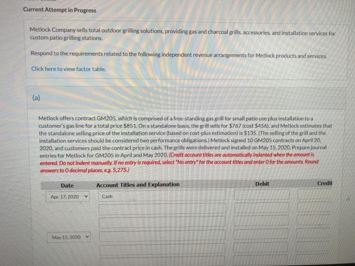 Solved Current Attempt in Progress Metlock Company sells | Chegg.com