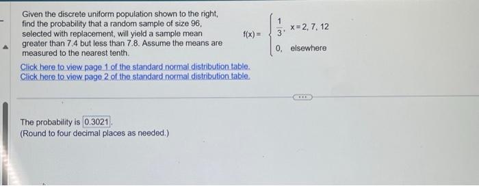 Solved Given the discrete uniform population shown to the | Chegg.com