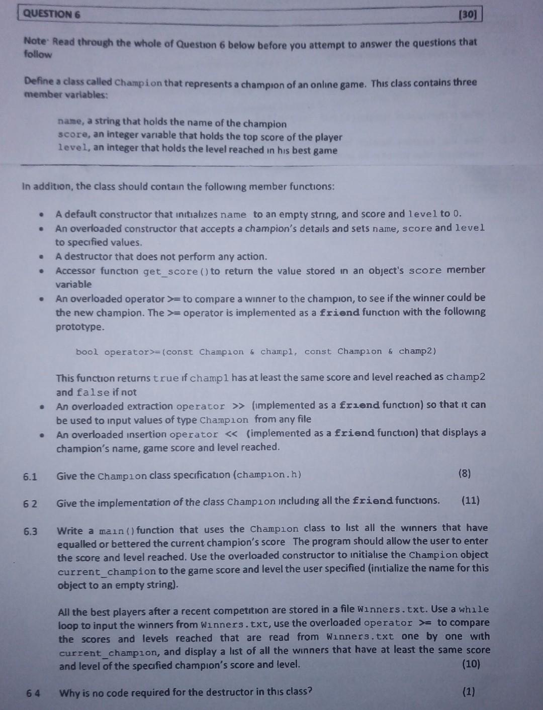 Solved Consider The Class Specification Interface For The
