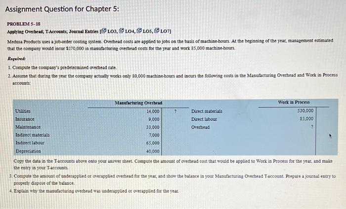 Solved Assignment Question for Chapter 5: PROBLEM 5−18 | Chegg.com